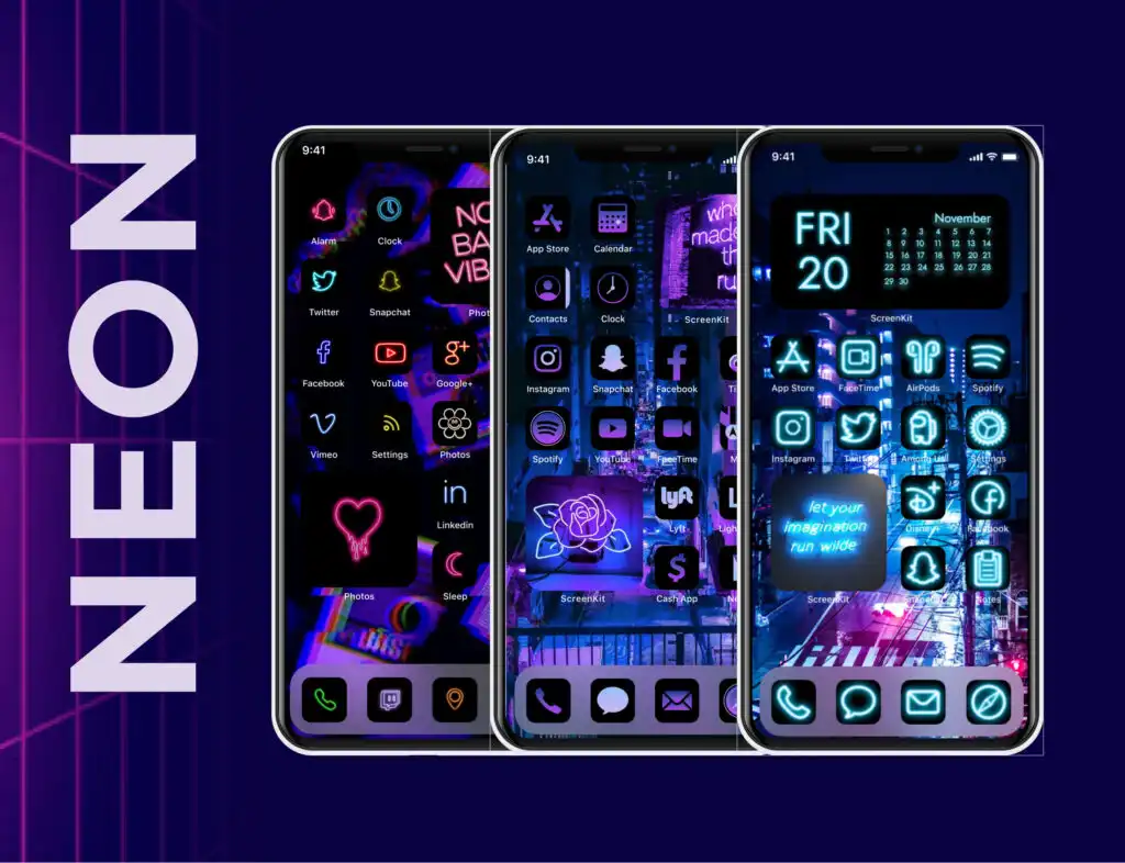 Neon Pictures On Screens Stockillustratie Abstract Bright Luminous